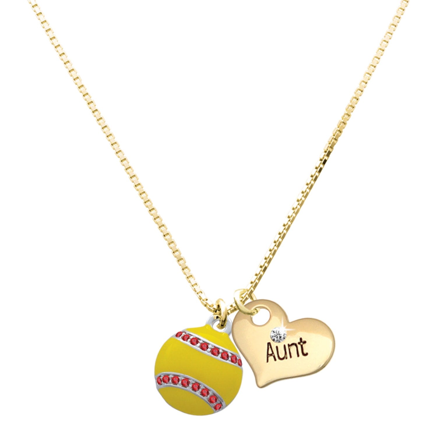 Delight Jewelry Silver-tone Optic Yellow Softball with Red Crystal ...