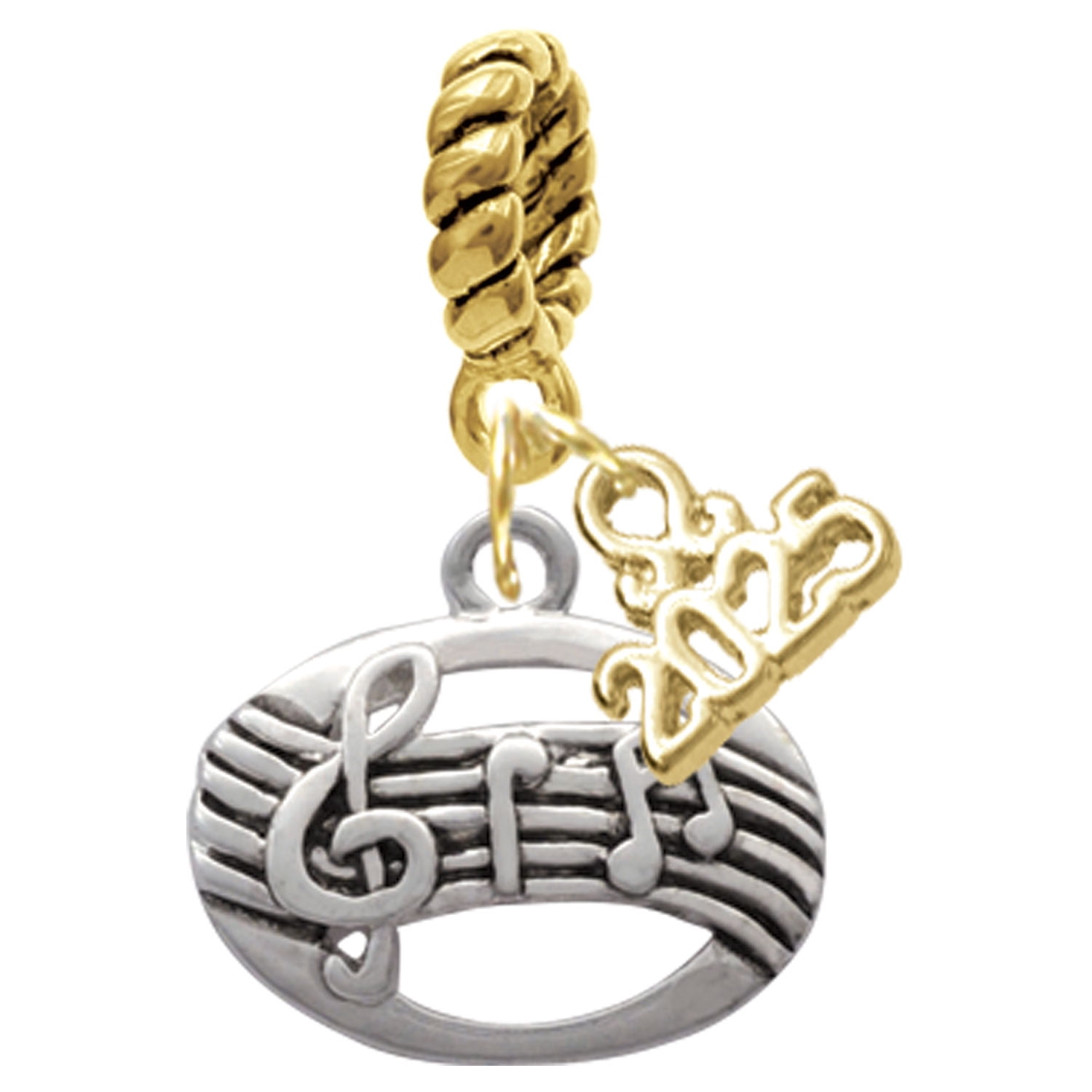 Delight Jewelry Silver-tone Oval with Music Notes - Gold-tone Rope ...