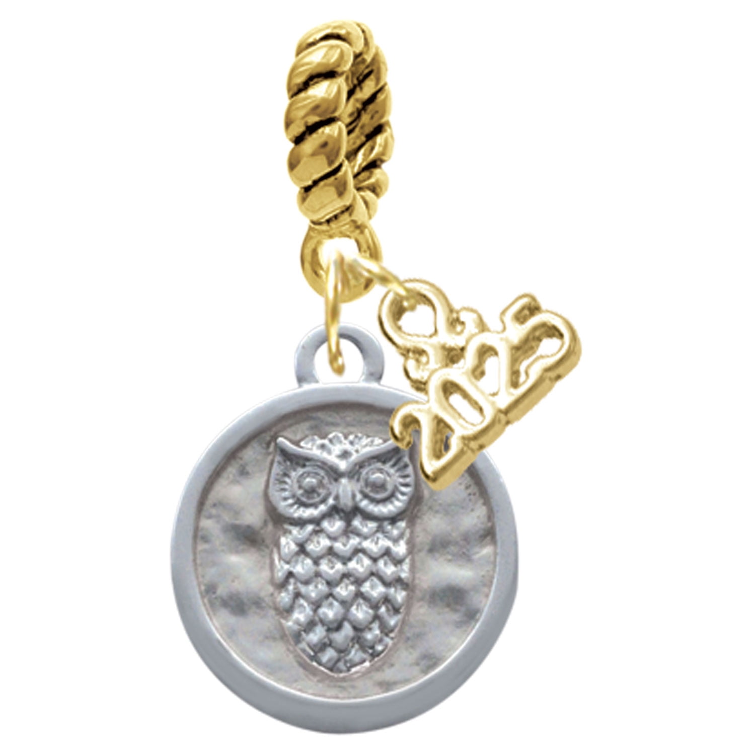 Delight Jewelry Silver-tone Owl - Round Seal - Gold-tone Rope Charm ...