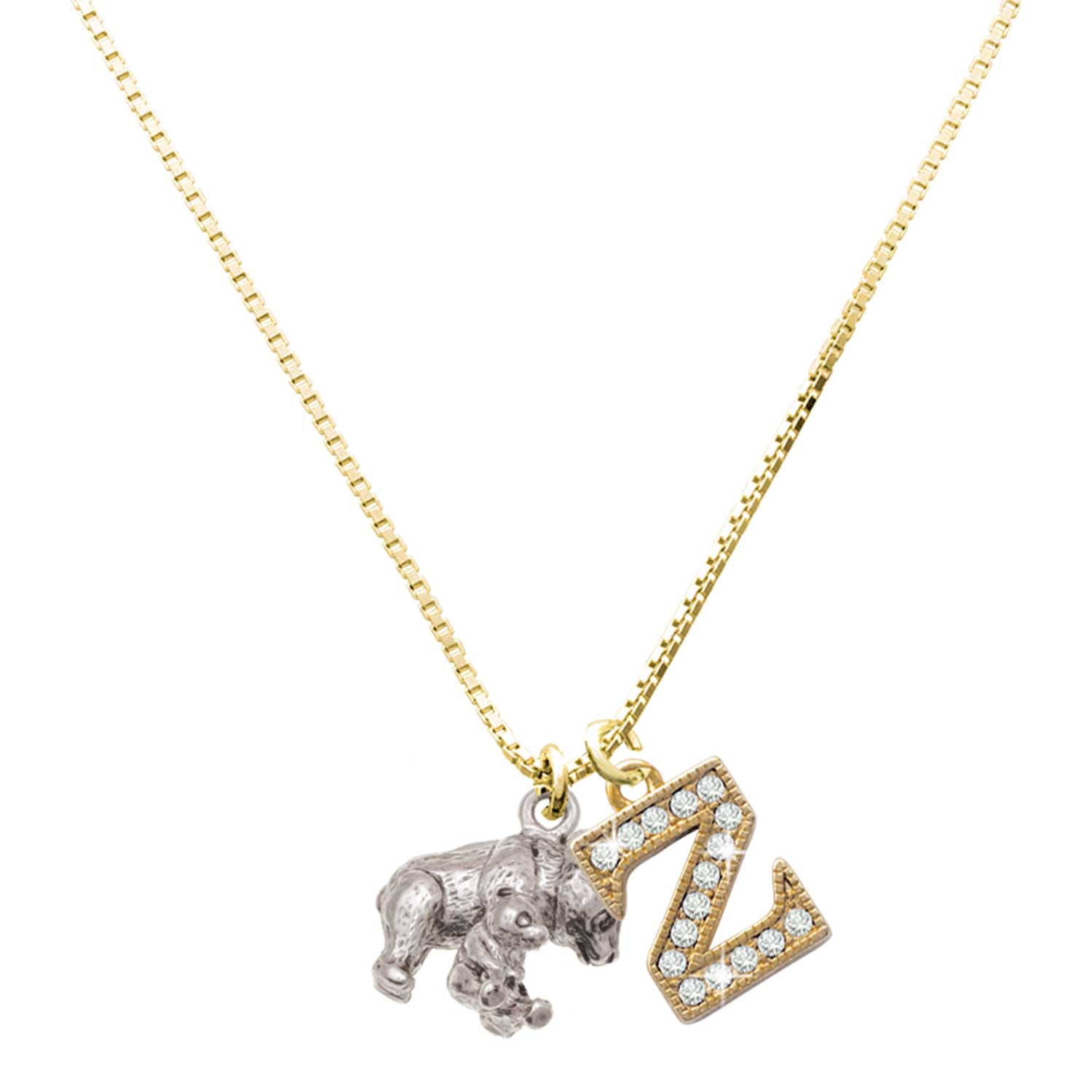 Delight Jewelry Silver-tone Panda with Cub - Large Goldtone Crystal ...