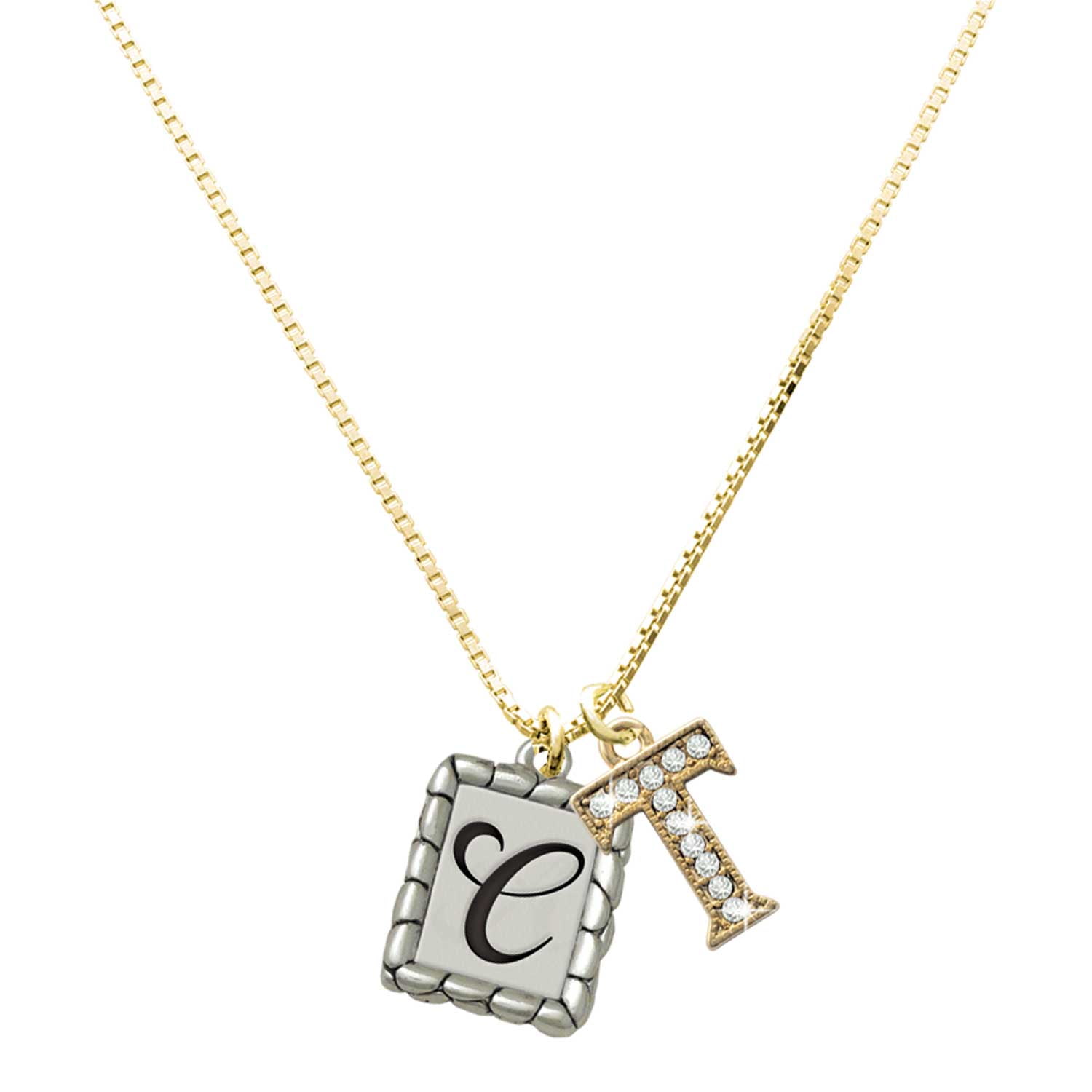 Delight Jewelry Silver-tone Pebble Border Initial - C - Large Goldtone ...