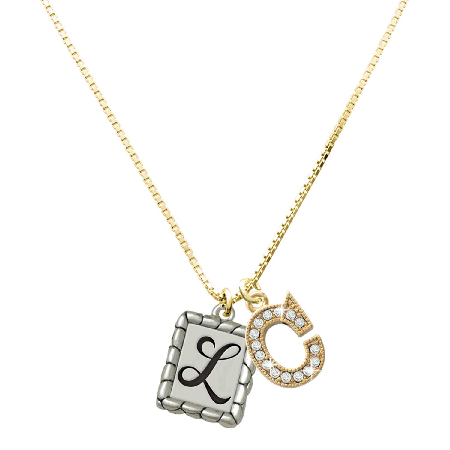 Delight Jewelry Silver-tone Pebble Border Initial - L with a Large ...