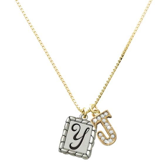 Delight Jewelry Silver-tone Pebble Border Initial - Y - Large Goldtone ...