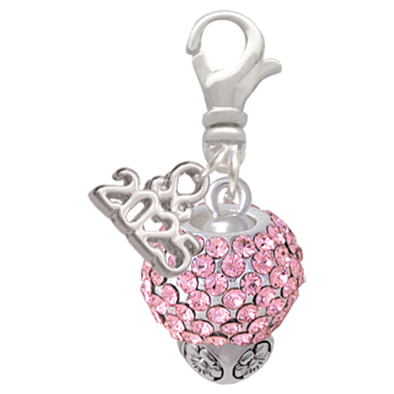 Delight Jewelry Silver-tone Pink Crystal Sparkle Spinner - Silver-tone ...