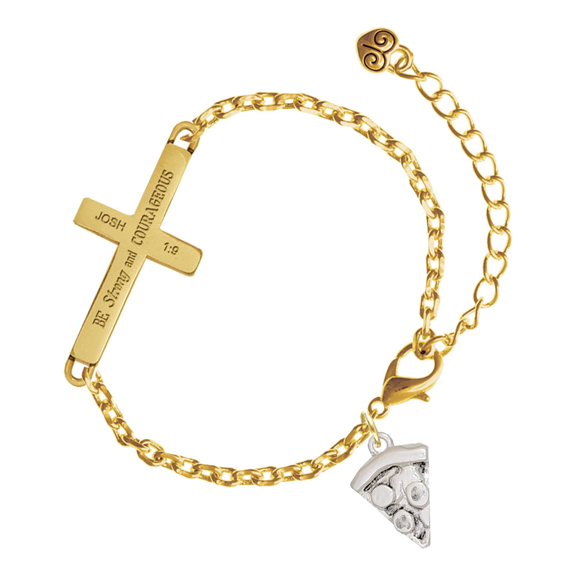 Delight Jewelry Silver-tone Pizza Slice - Gold Tone Joshua 1:9 Strong ...