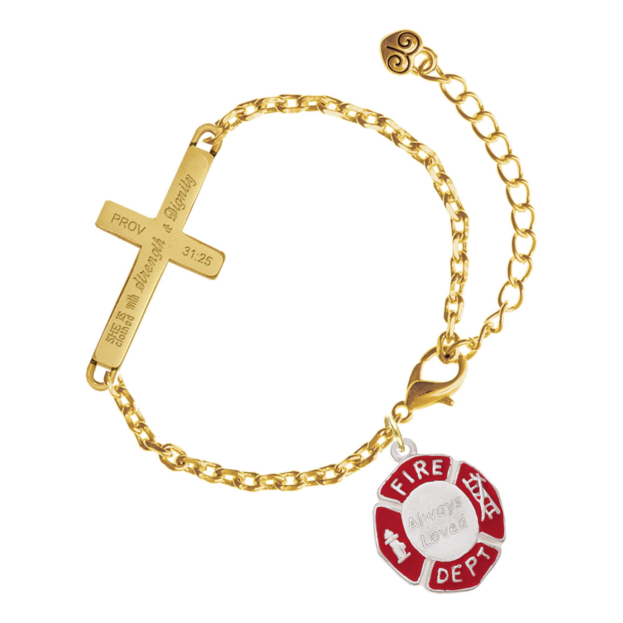 Delight Jewelry Silver-tone Red Always Loved Fire Department Shield ...