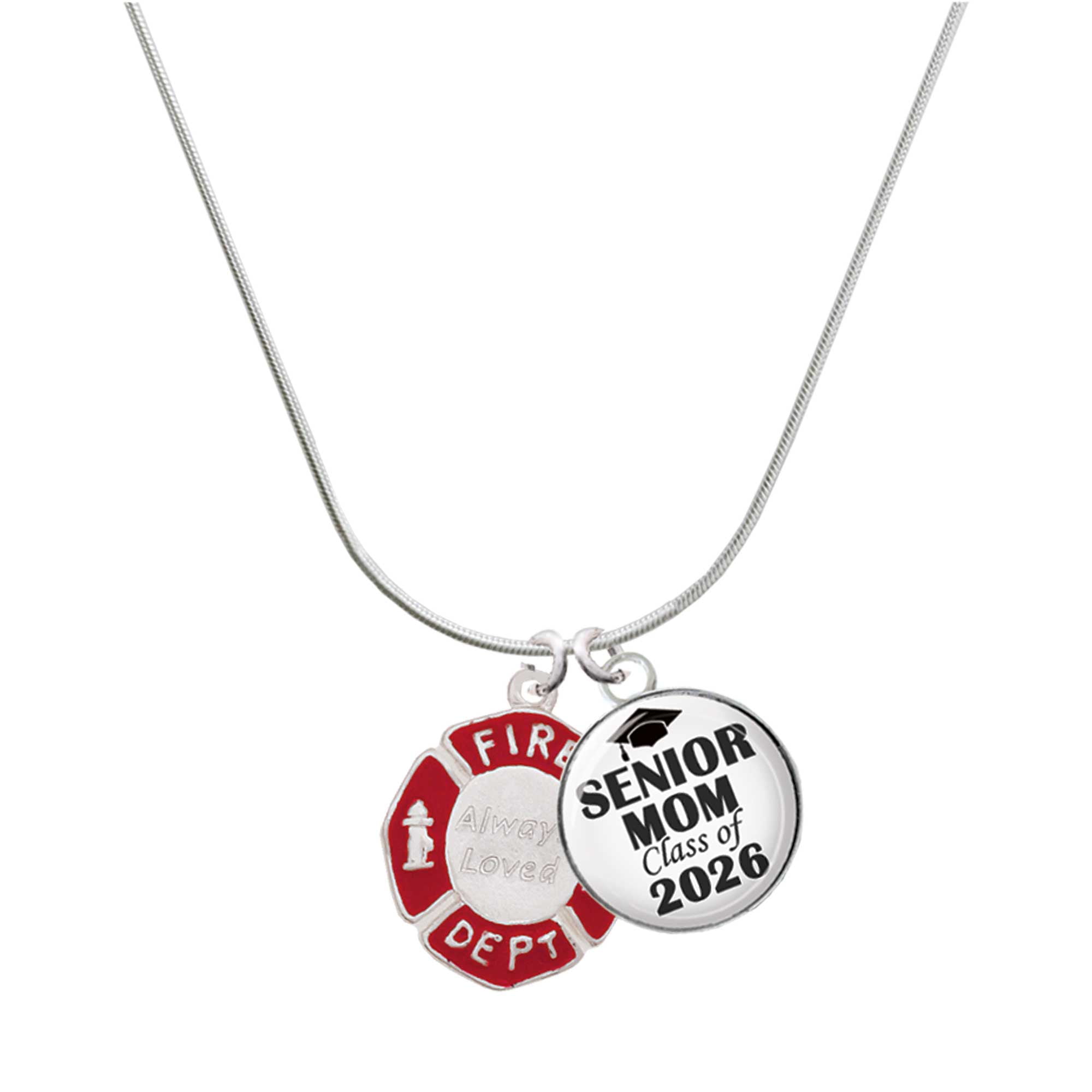 Delight Jewelry Silver-tone Red Always Loved Fire Department Shield ...