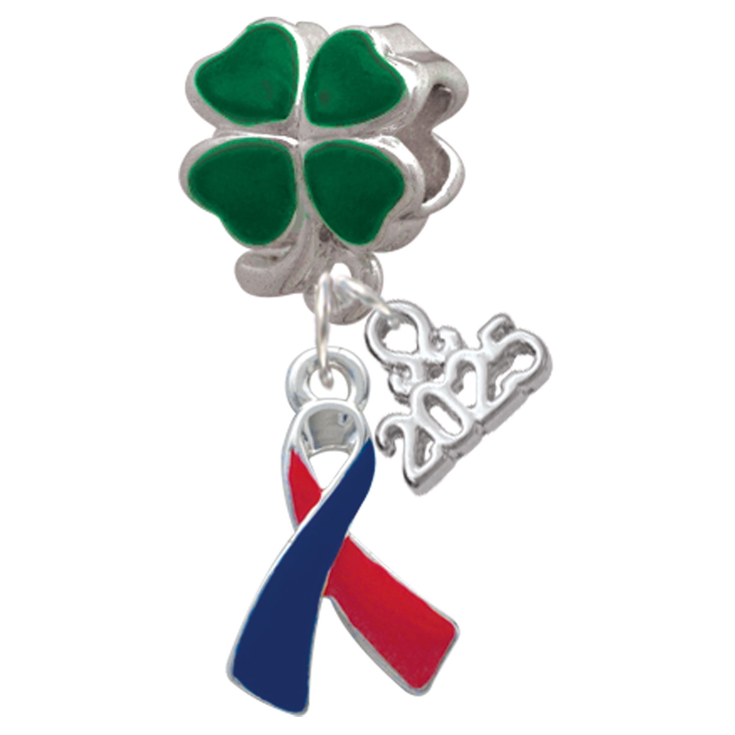 Delight Jewelry Silver-tone Red & Blue Awareness Ribbon - Good Luck ...