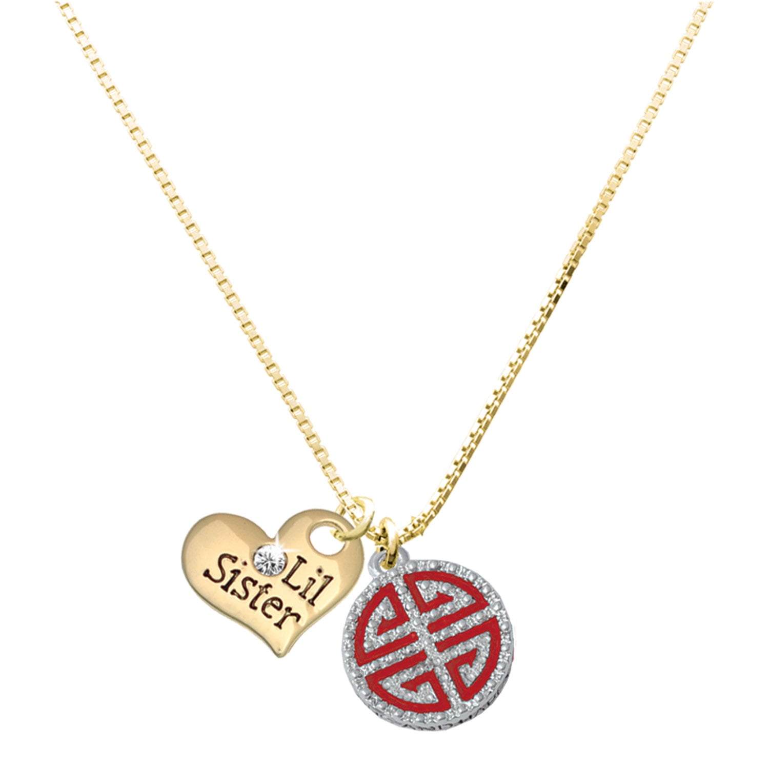 Delight Jewelry Silver-tone Red Chinese Blessing - Large Goldtone Lil ...