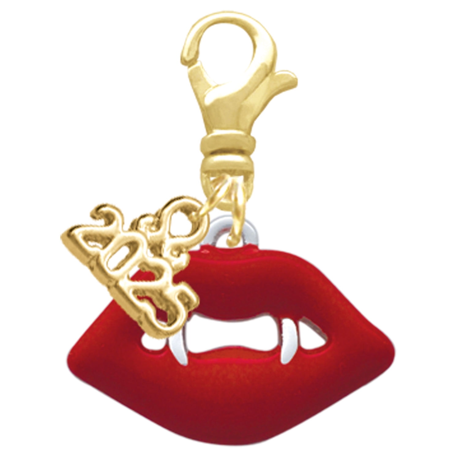 Delight Jewelry Silver-tone Red Enamel Vampire Lips - Gold-tone Clip on ...