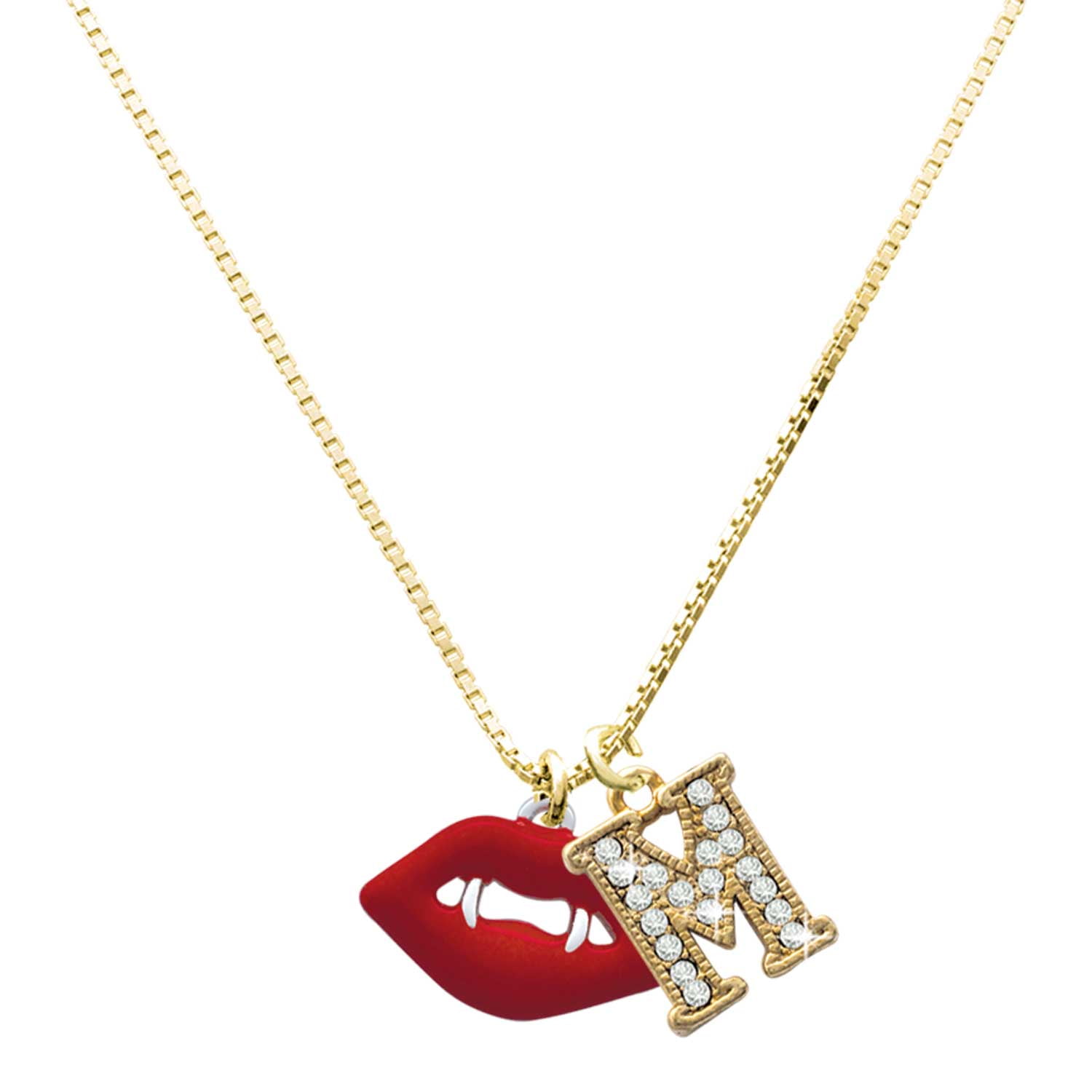 Delight Jewelry Silver-tone Red Enamel Vampire Lips - Large Goldtone ...