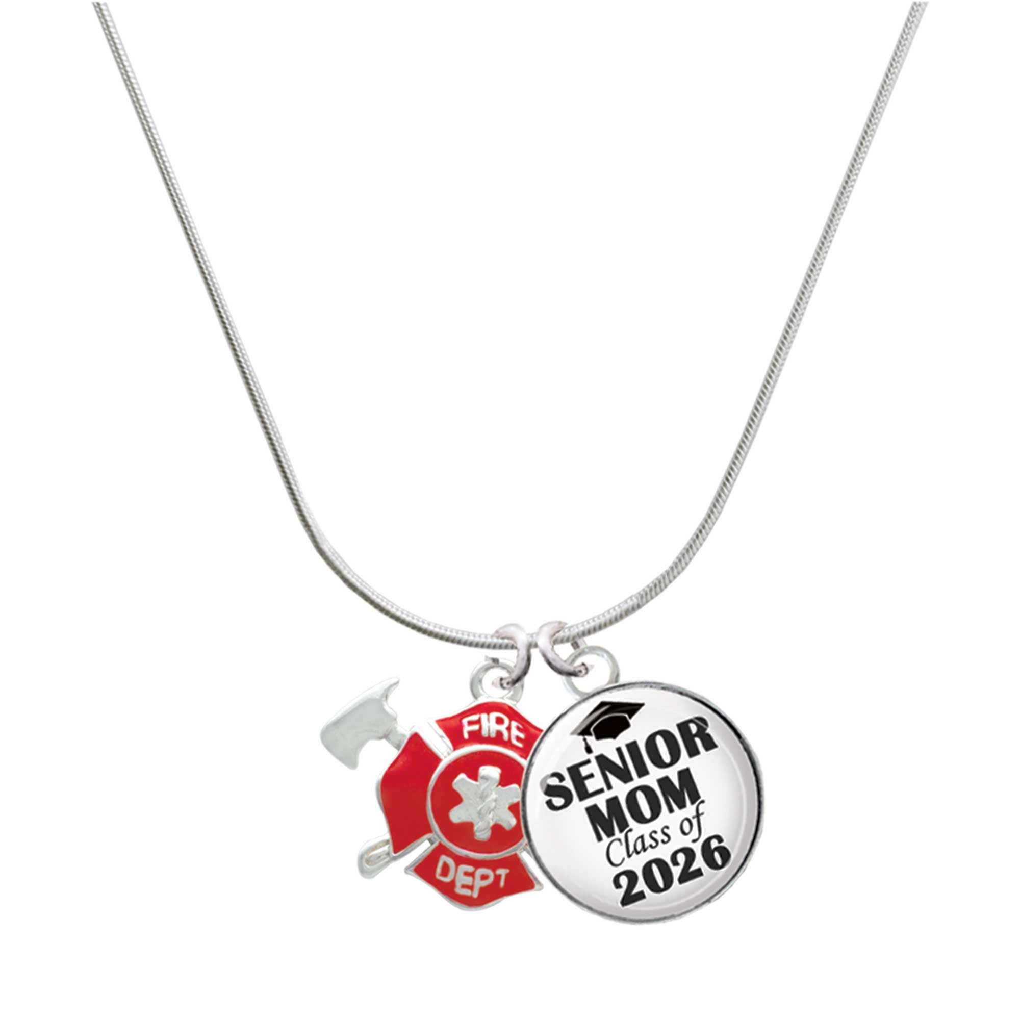 Delight Jewelry Silver-tone Red Fire Department Shield with Axes ...