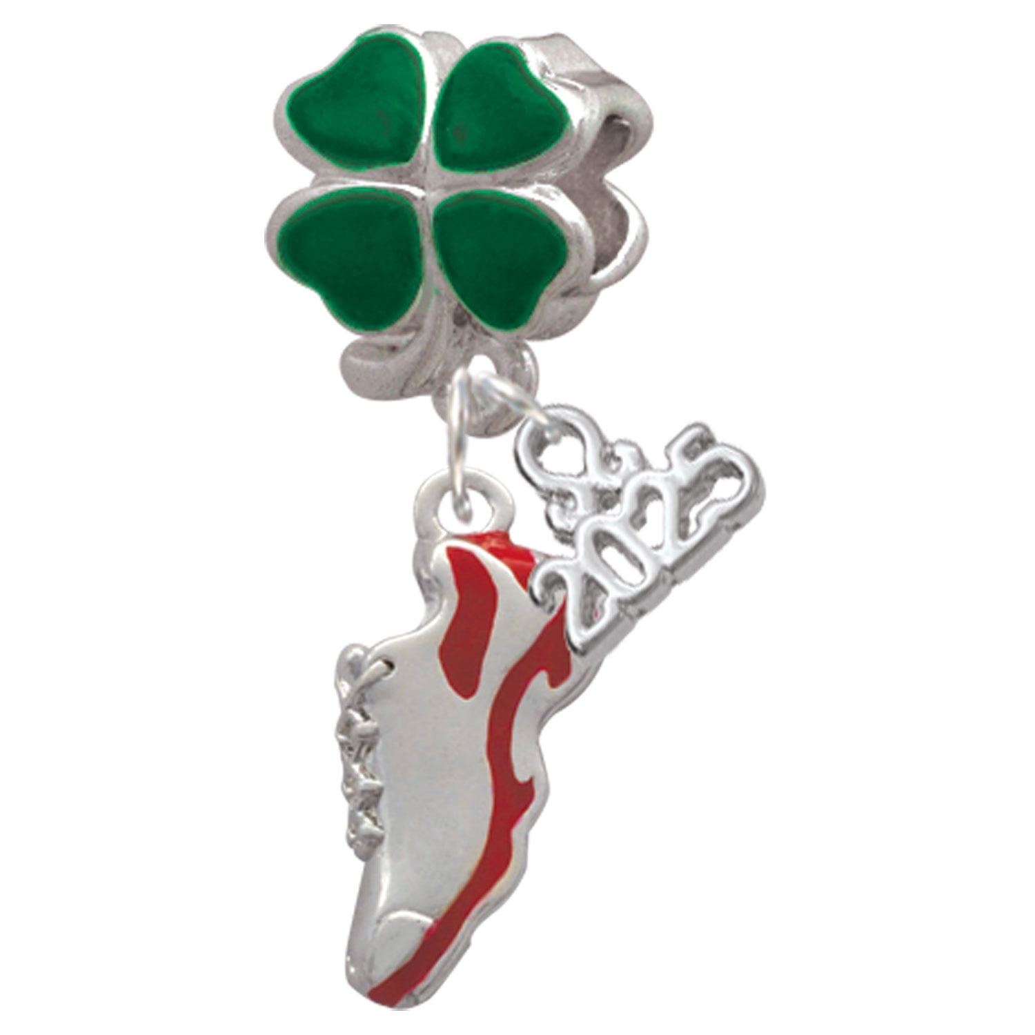Delight Jewelry Silver-tone Red Running Shoe - Good Luck Green Four ...