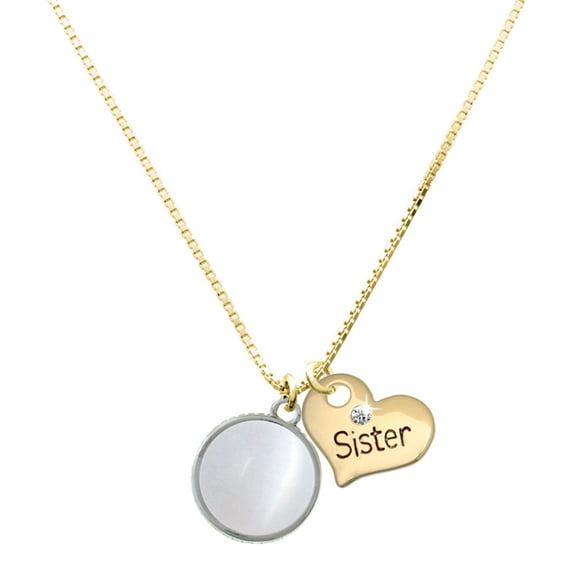 Delight Jewelry Silver-tone Round - Imitation Cat's Eye - White - Large ...