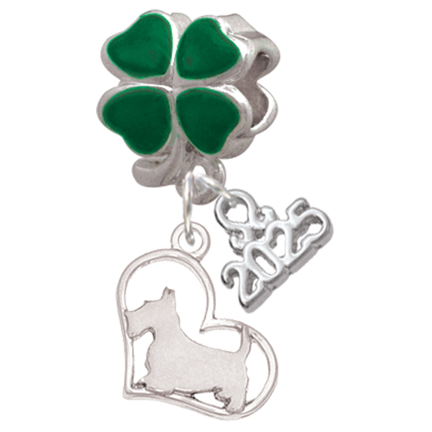 Delight Jewelry Silver-tone Scottie Dog Silhouette Heart - Good Luck ...