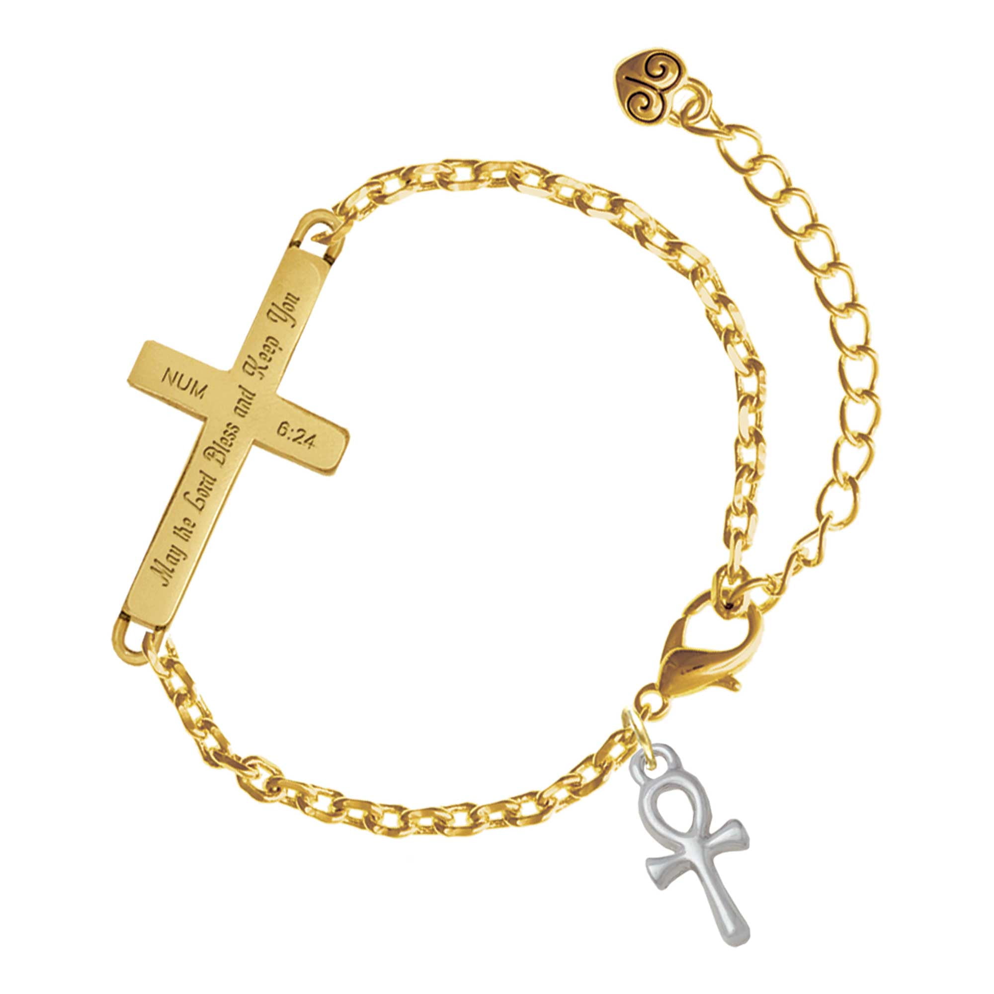 Delight Jewelry Silver-tone Small Ankh - Gold Tone Numbers 6:24 May the ...