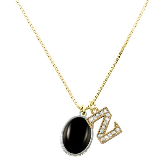 Delight Jewelry Silver-tone Small Black Acrylic Oval - Large Goldtone ...