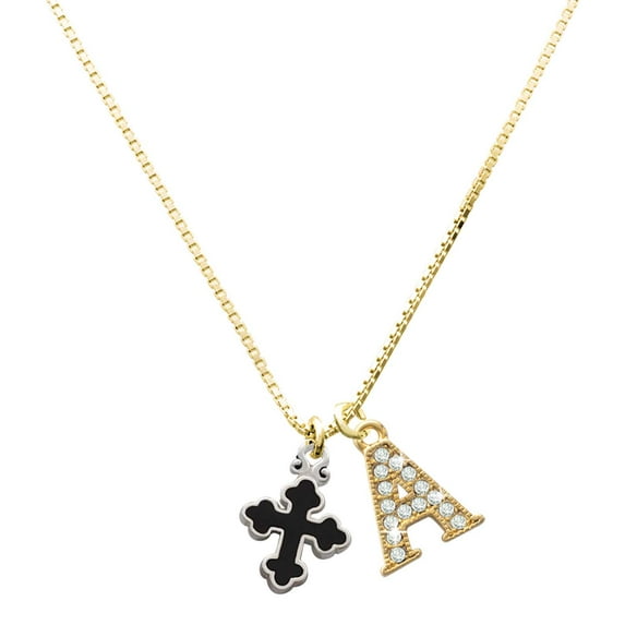 Delight Jewelry Silver-tone Small Black Enamel Botonee Cross - Large ...