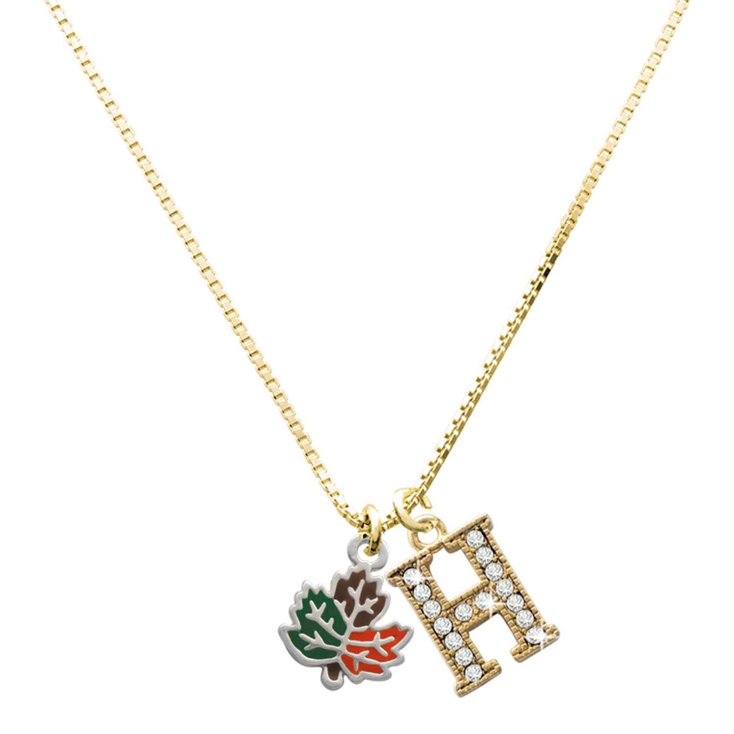 Delight Jewelry Silver-tone Small Enamel Fall Leaf and Large Goldtone ...