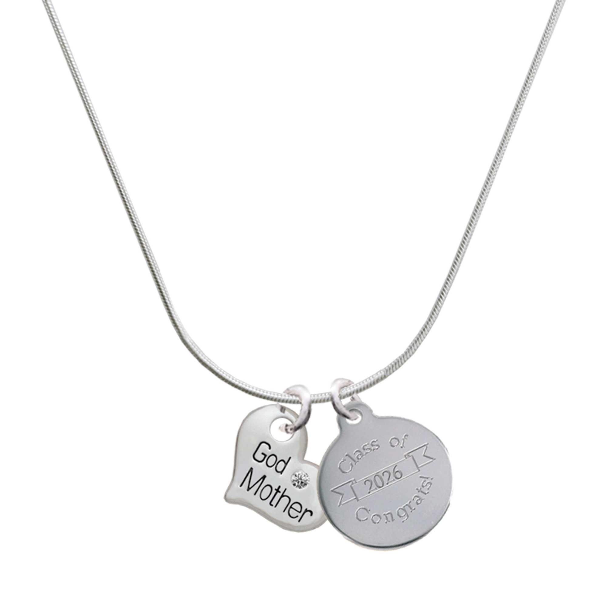 Delight Jewelry Silver-tone Small ''Godmother'' Heart with Clear ...