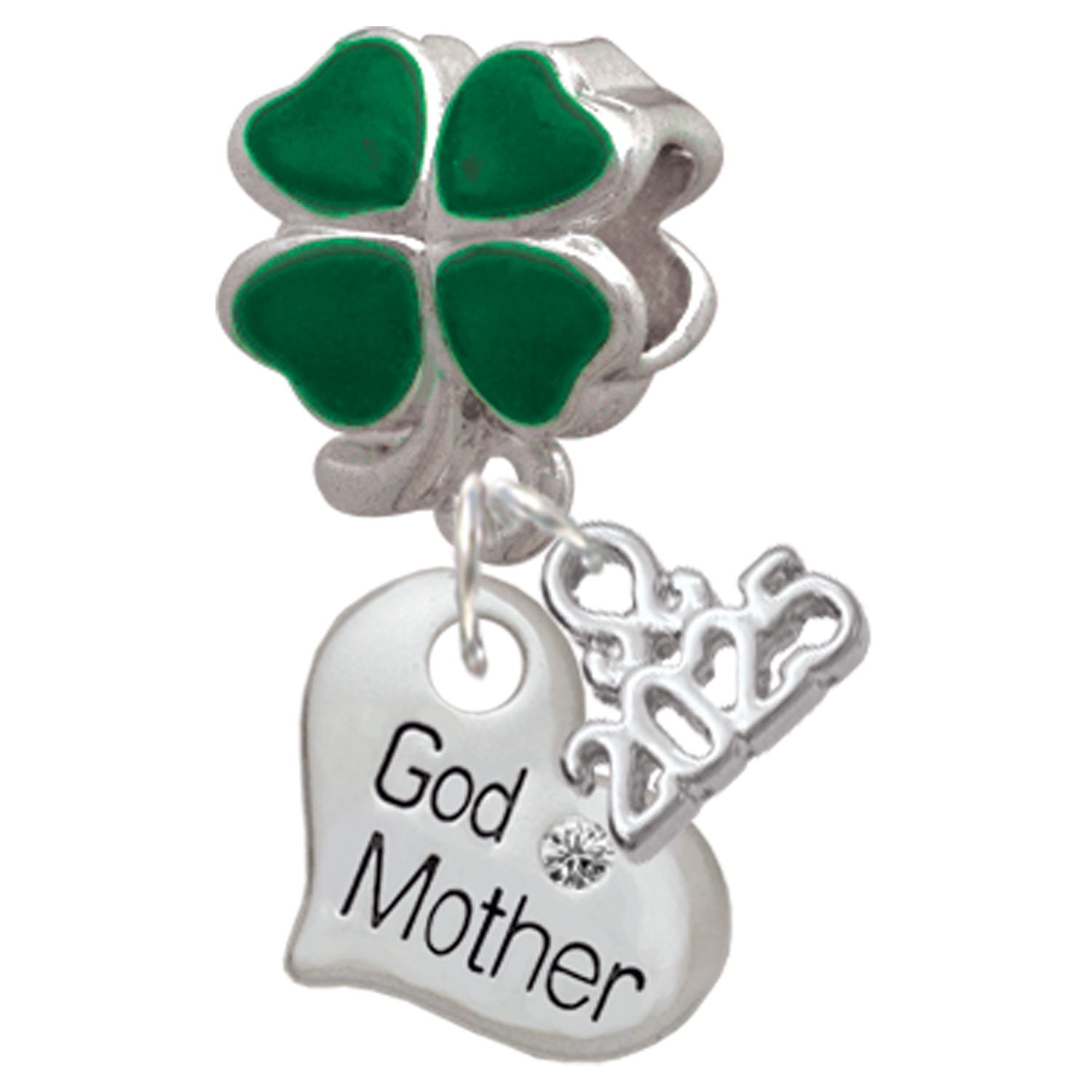 Delight Jewelry Silver-tone Small ''Godmother'' Heart with Clear ...
