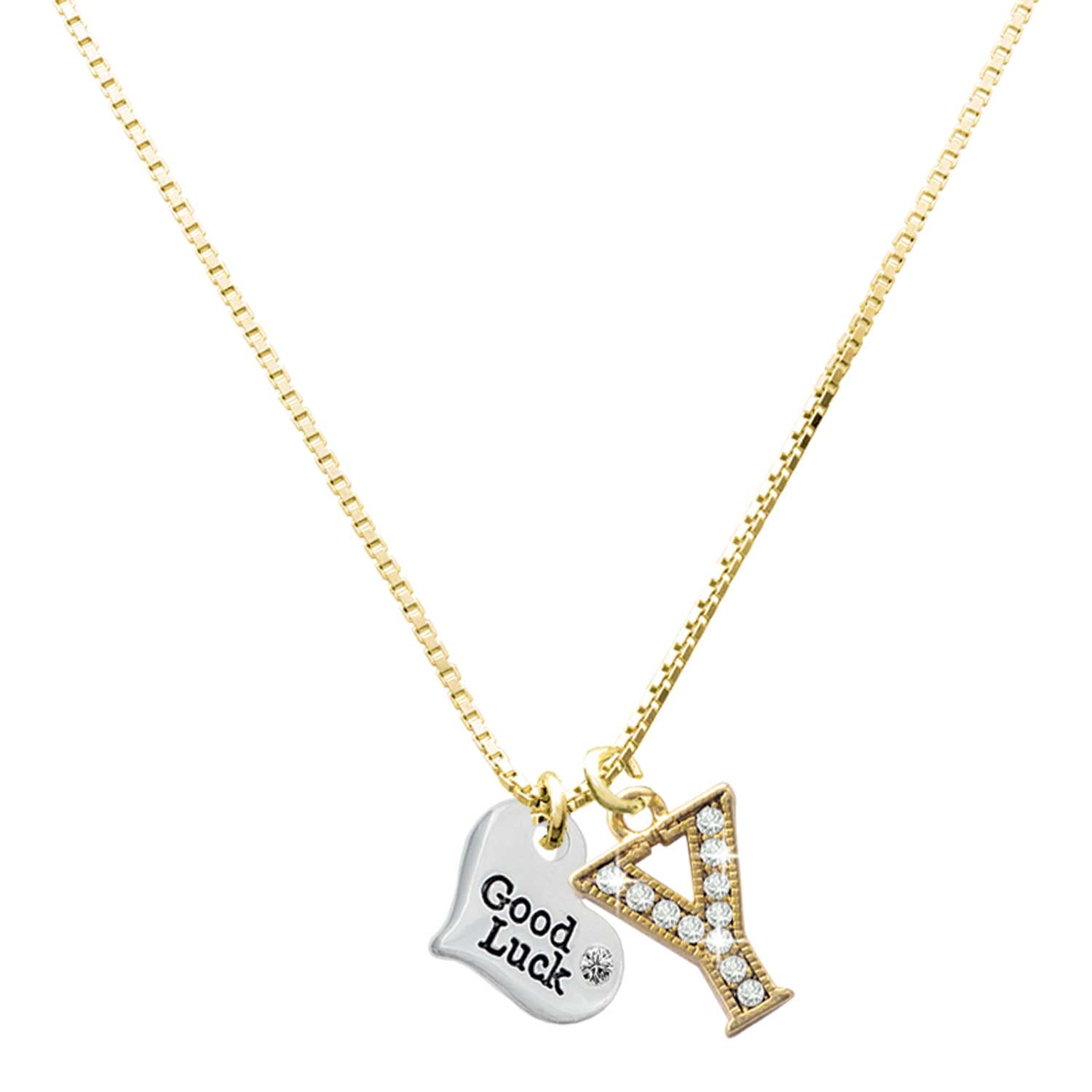 Delight Jewelry Silver-tone Small Good Luck Heart - Large Goldtone ...