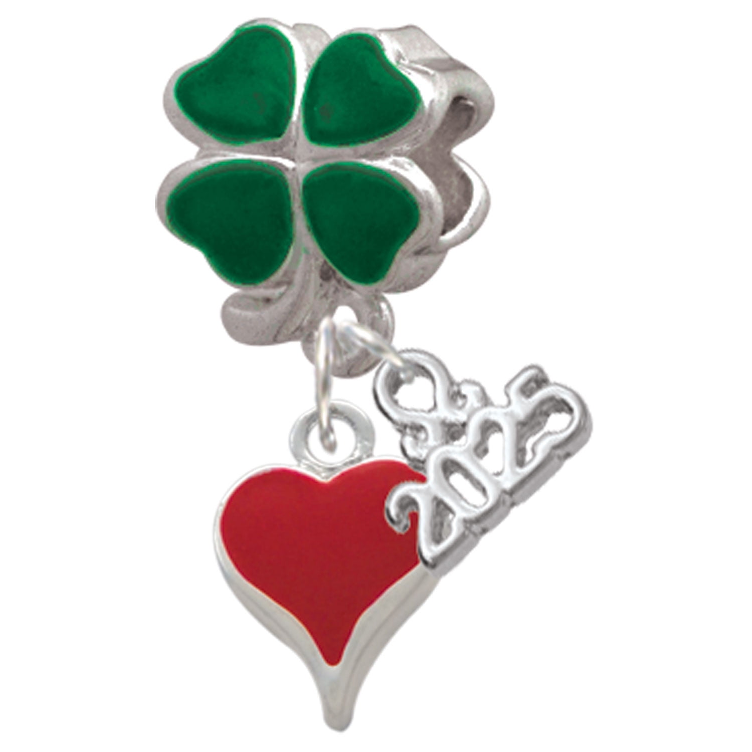 Delight Jewelry Silver-tone Small Long Red Heart - Good Luck Green Four ...