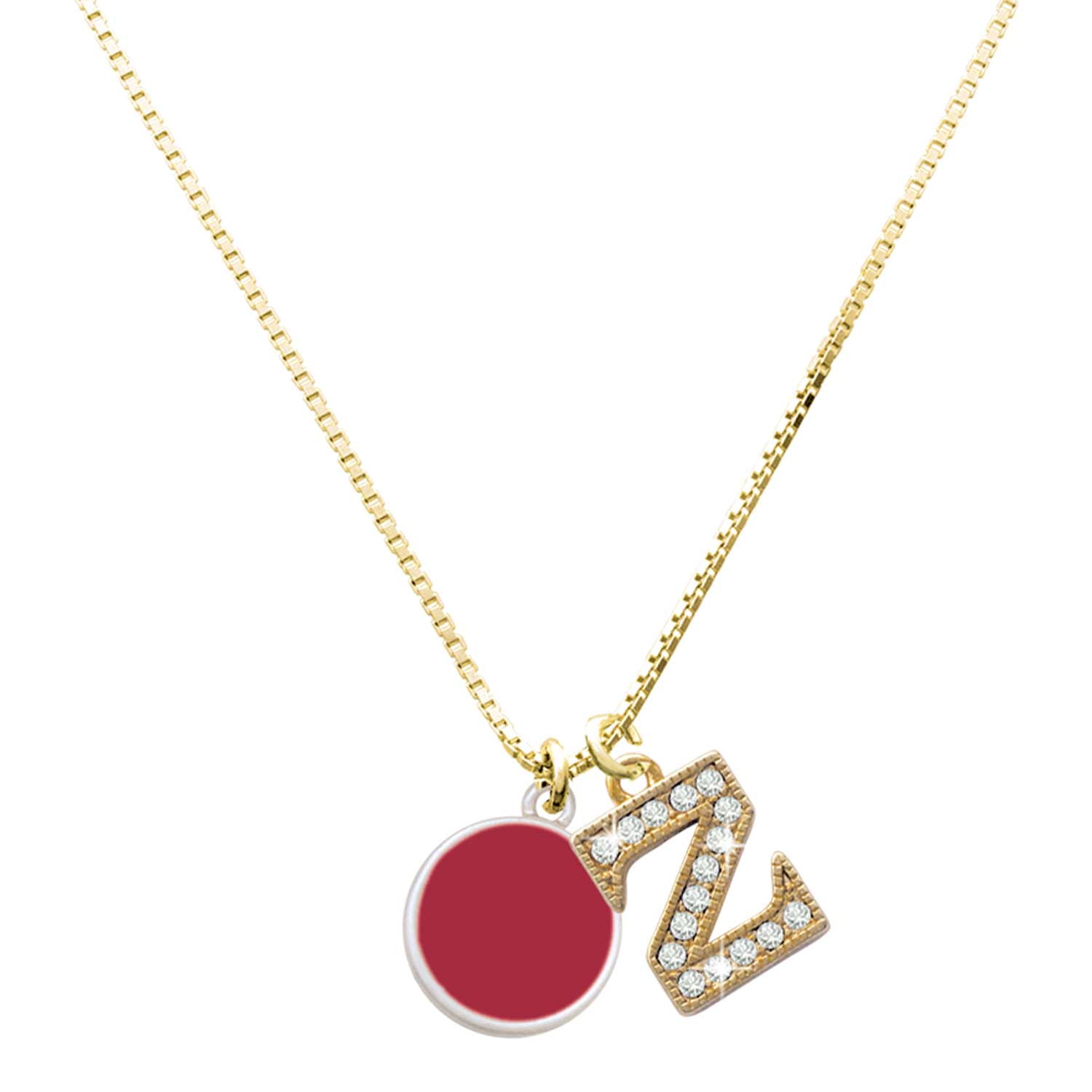 Delight Jewelry Silver-tone Small Maroon Enamel Disc - Large Goldtone ...