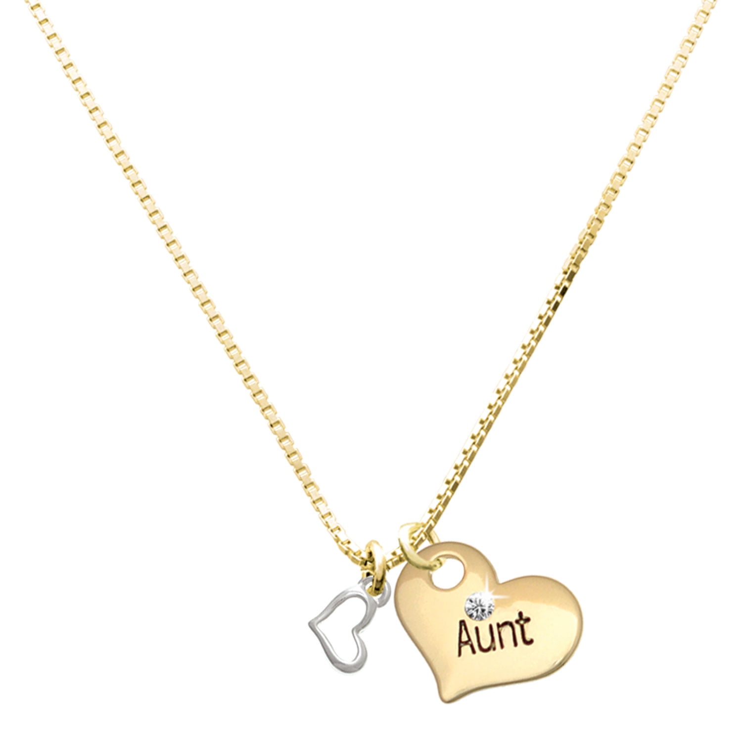 Delight Jewelry Silver-tone Small Slanted Open Heart - Large Goldtone ...
