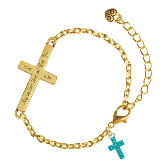 Delight Jewelry Silver-tone Small Teal Crystal Cross - Gold Tone ...