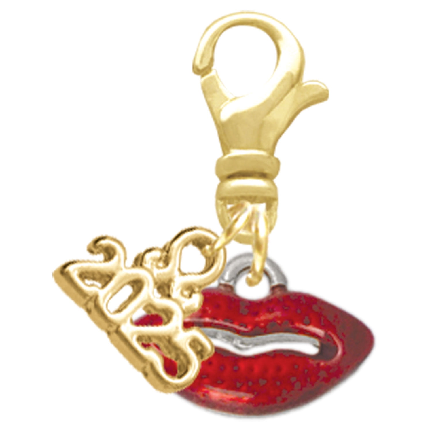 Delight Jewelry Silver-tone Small Translucent Red Lips - Gold-tone Clip ...