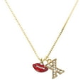 Delight Jewelry Silver-tone Small Translucent Red Lips - Large Goldtone ...