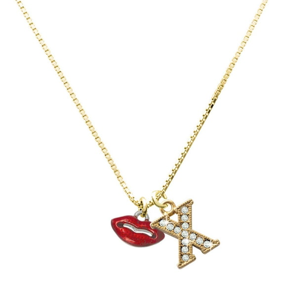 Delight Jewelry Silver-tone Small Translucent Red Lips - Large Goldtone ...