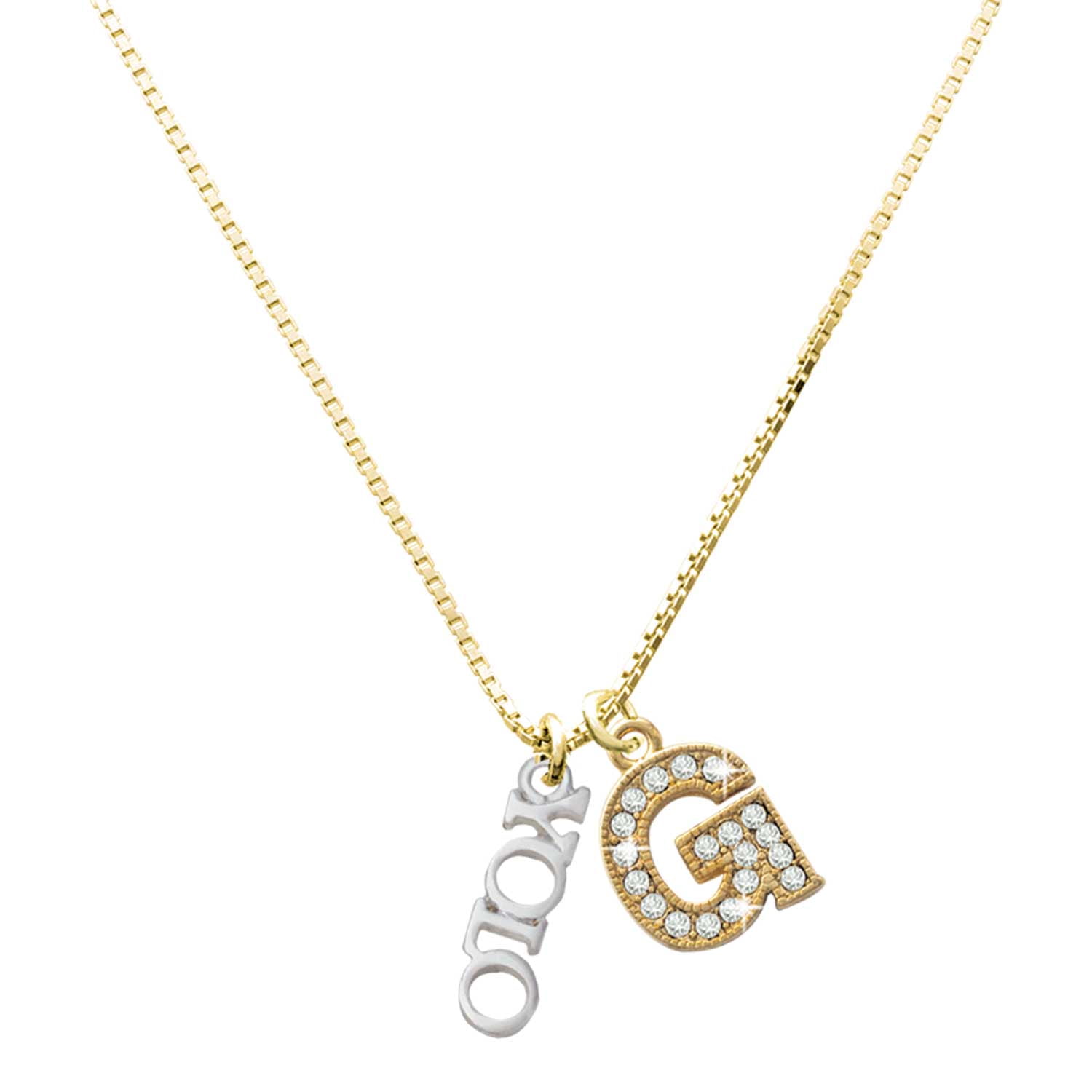 Delight Jewelry Silver-tone Small YOLO - Large Goldtone Crystal Initial ...