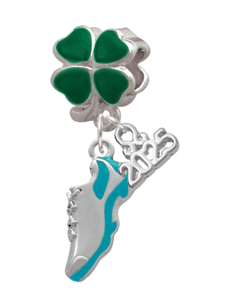 Delight Jewelry Silver-tone Teal Running Shoe - Good Luck Green Four ...