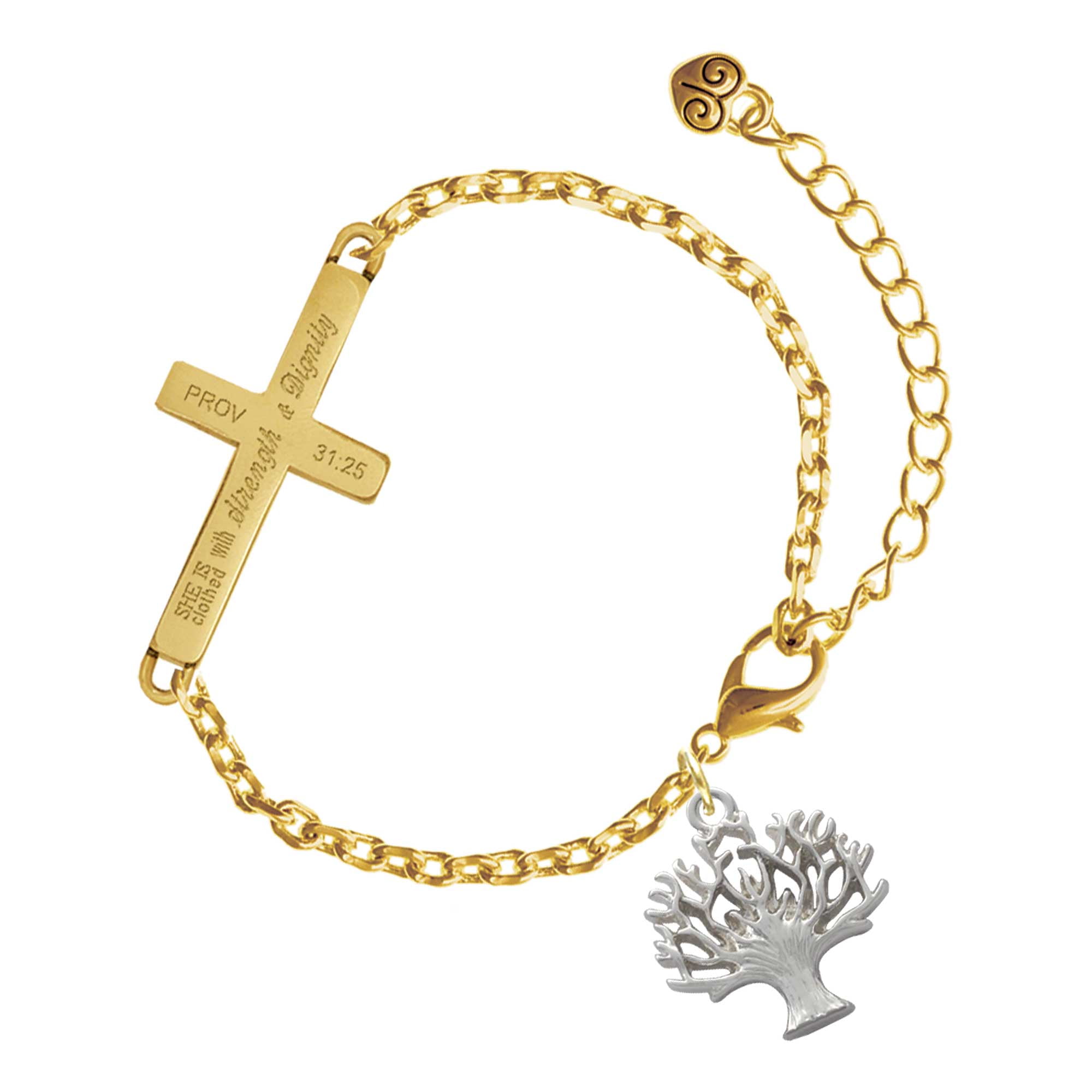 Delight Jewelry Silver-tone Tree of Life - Gold Tone Proverbs 31:25 She ...