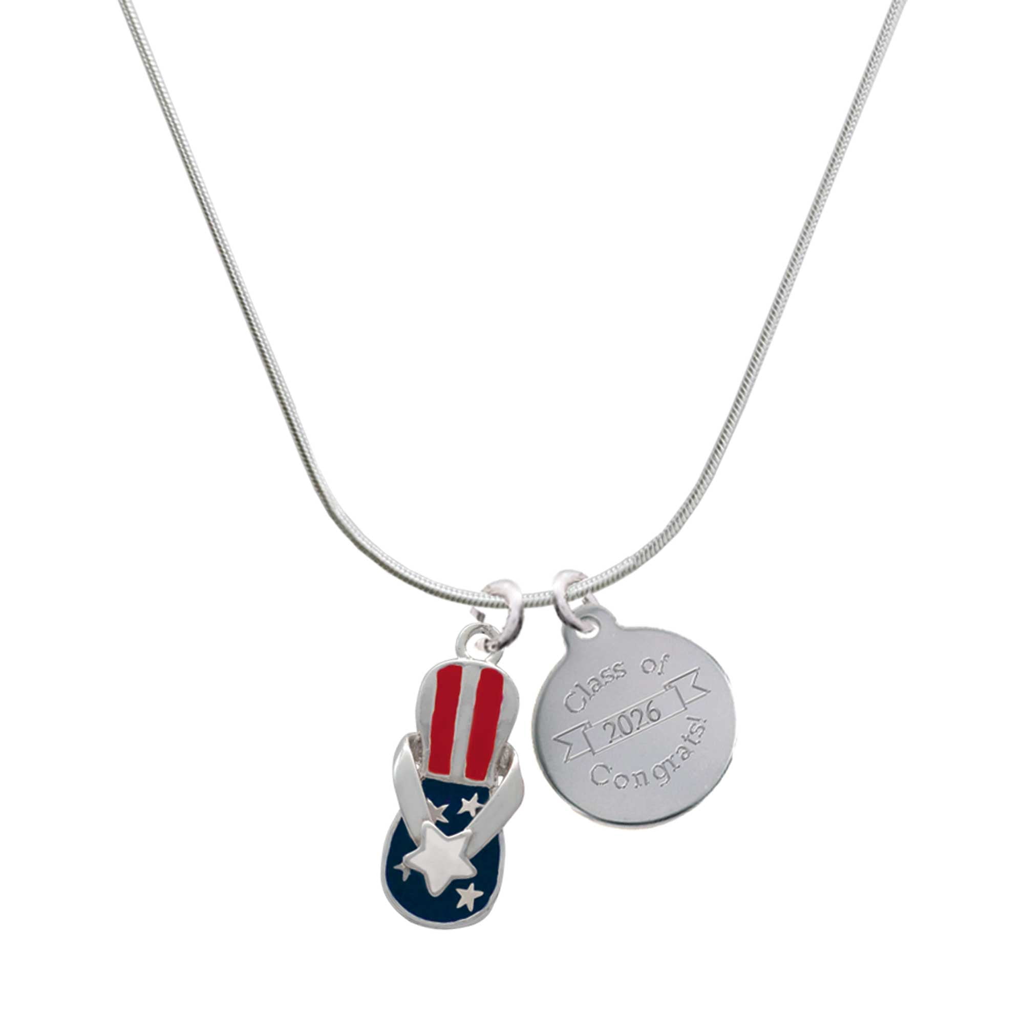 Delight Jewelry Silver-tone USA Patriotic Flip Flop with White Star ...