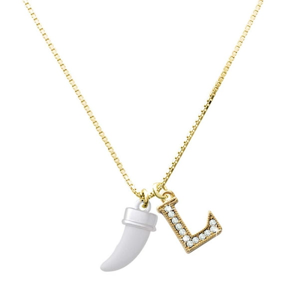 Delight Jewelry Silver-tone White Lucky Tiger Tooth - Large Goldtone ...