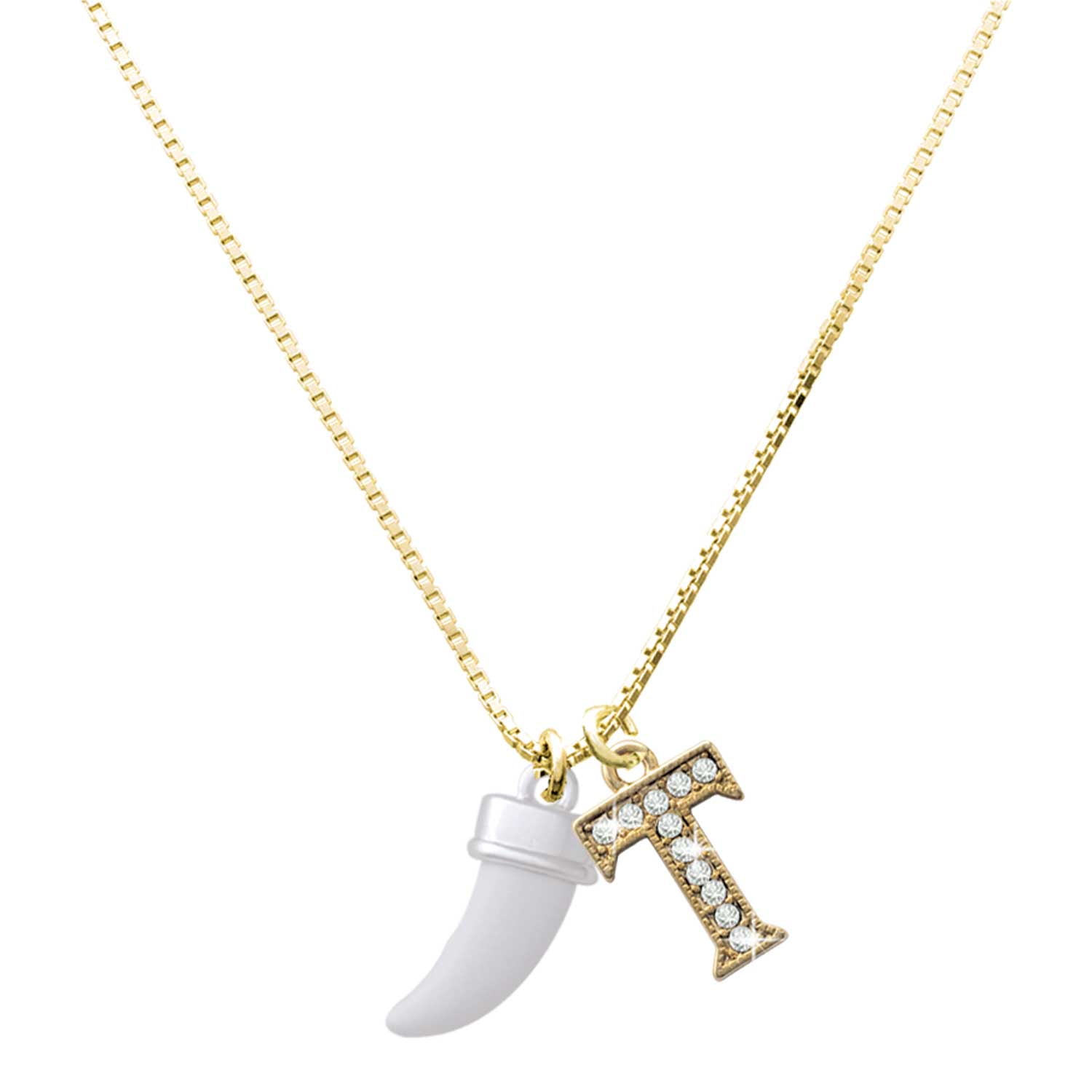 Delight Jewelry Silver-tone White Lucky Tiger Tooth - Large Goldtone ...