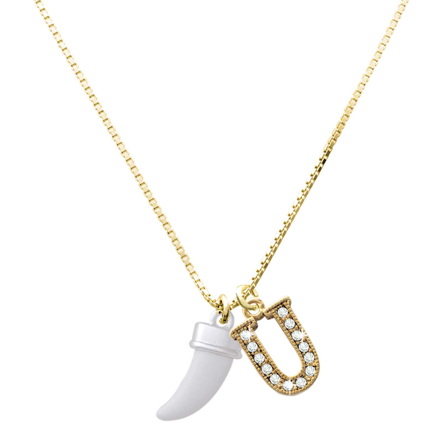 Delight Jewelry Silver-tone White Lucky Tiger Tooth - Large Goldtone ...