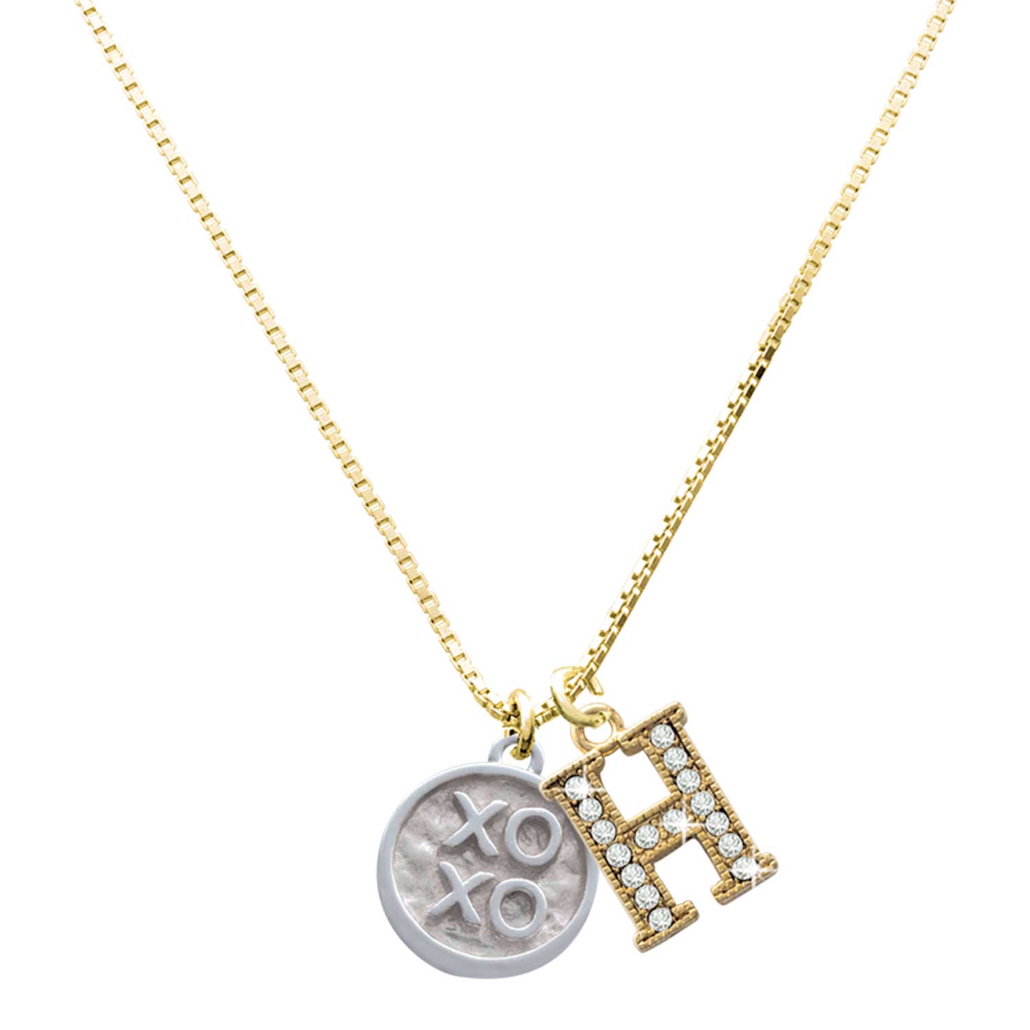 Delight Jewelry Silver-tone XOXO - Round Seal - Large Goldtone Crystal ...