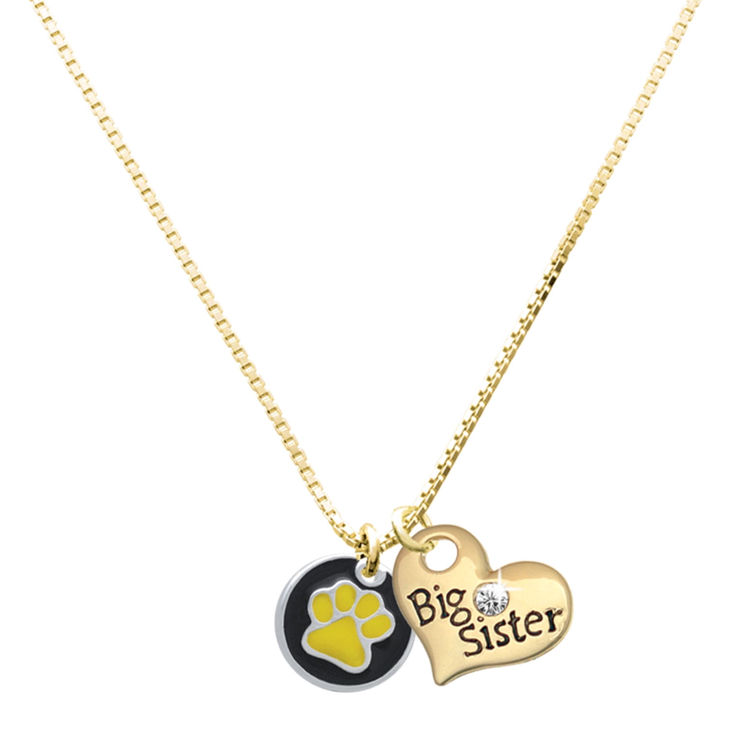 Delight Jewelry Silver-tone Yellow Paw on Black Disc - Large Goldtone ...