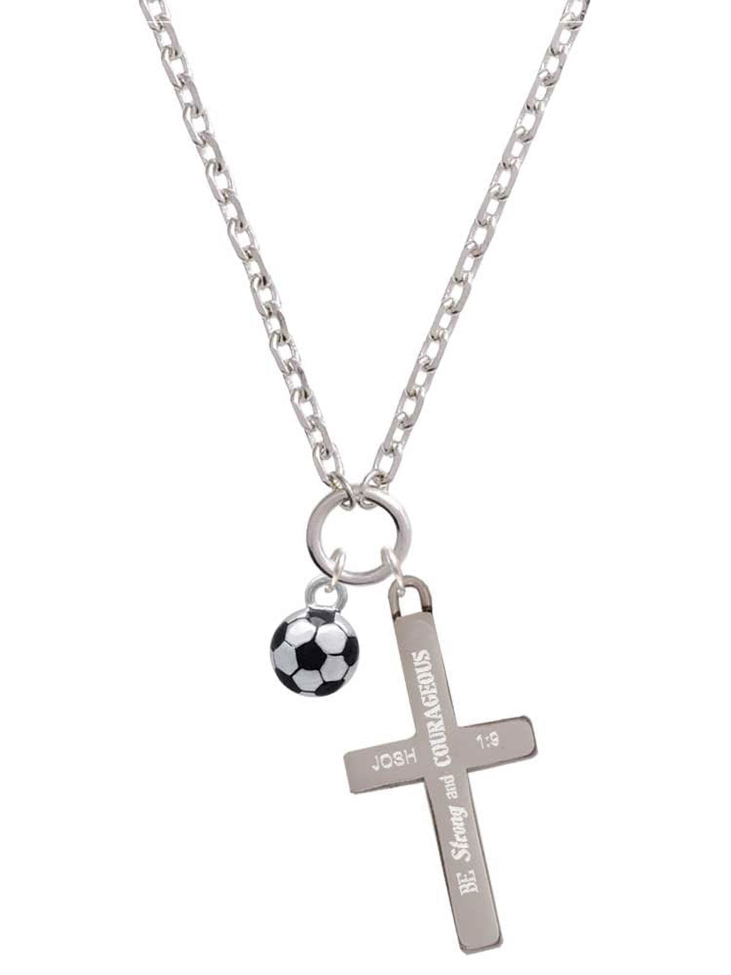 Delight Jewelry Silvertone 3-D Soccer ball Be Strong and Courageous ...