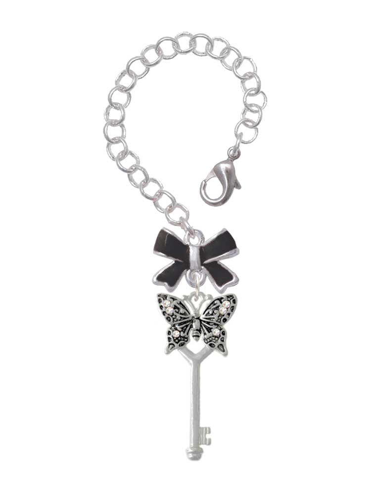 Delight Jewelry Silvertone Antiqued Butterfly Key with AB Crystals ...