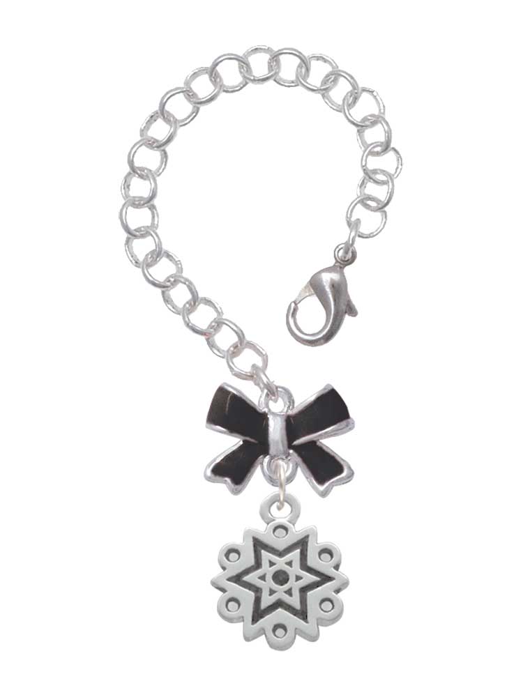 Delight Jewelry Silvertone Antiqued Snowflake - Silvertone Black Bow ...