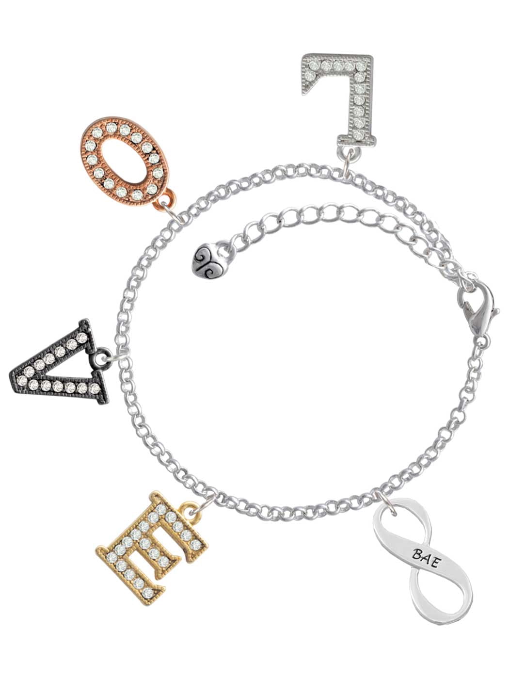 Delight Jewelry Silvertone BAE Infinity Sign Multi-Colored Crystal Love ...