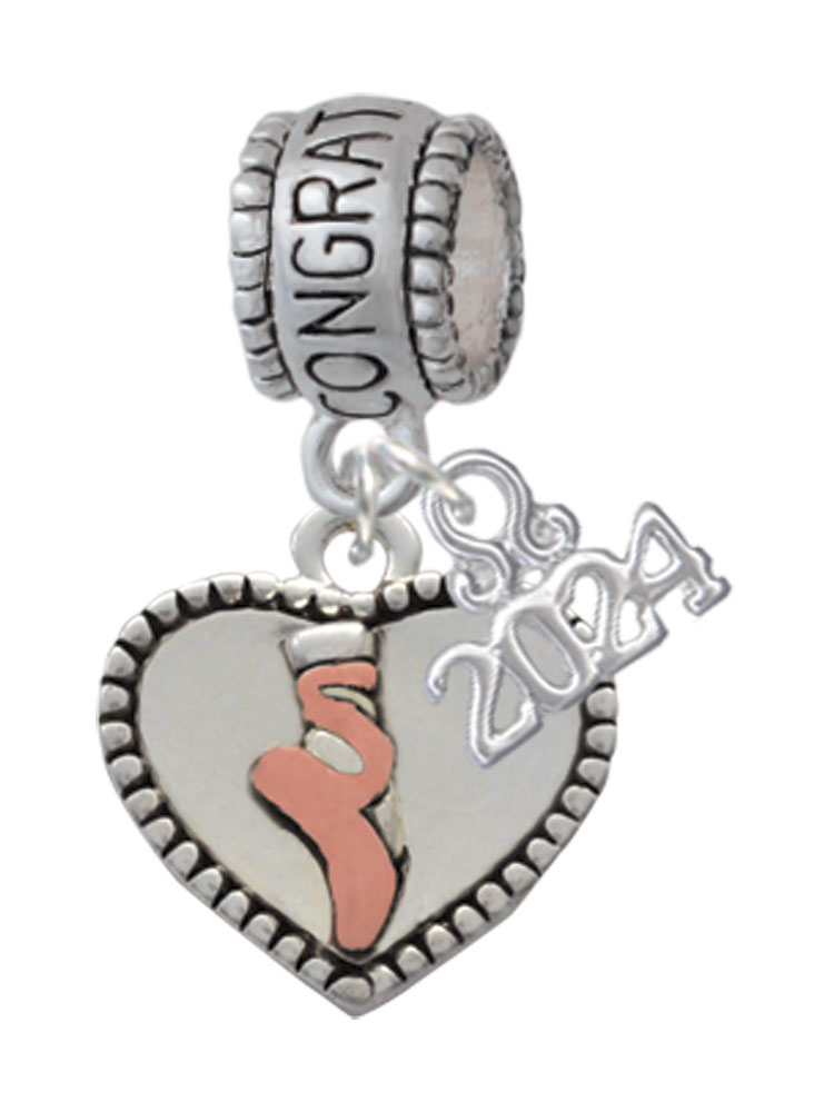 Delight Jewelry Silvertone Ballet Shoe in Heart Congratulations Charm ...