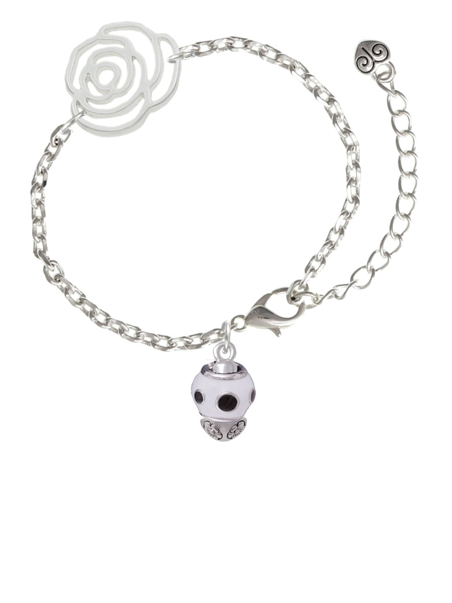 Delight Jewelry Silvertone Black Dots on White Spinners Silver-tone ...