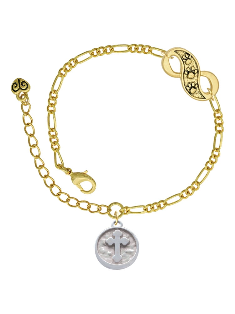 Delight Jewelry Silvertone Botonee Cross - Round Seal Gold-tone Paw ...