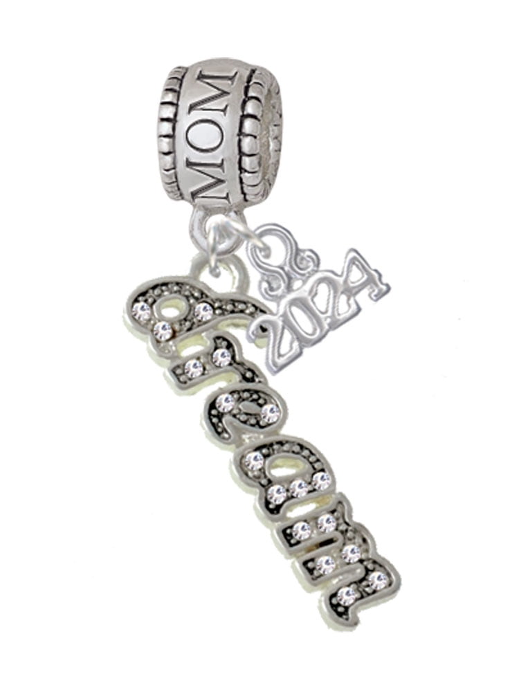 Delight Jewelry Silvertone Crystal Script ''Dream'' Mom Charm Bead ...